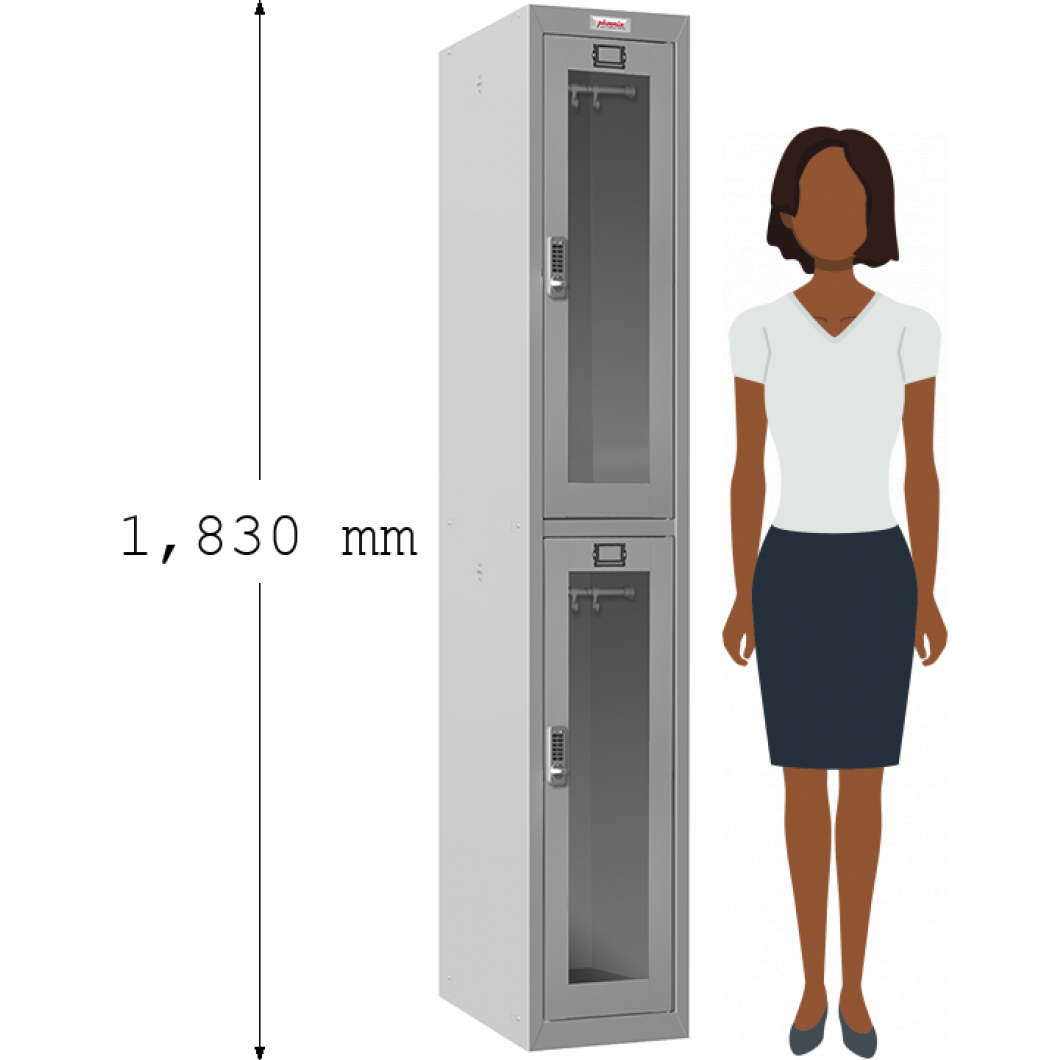 Phoenix 2 Door Clear Locker - Electronic Locking (300mm deep)