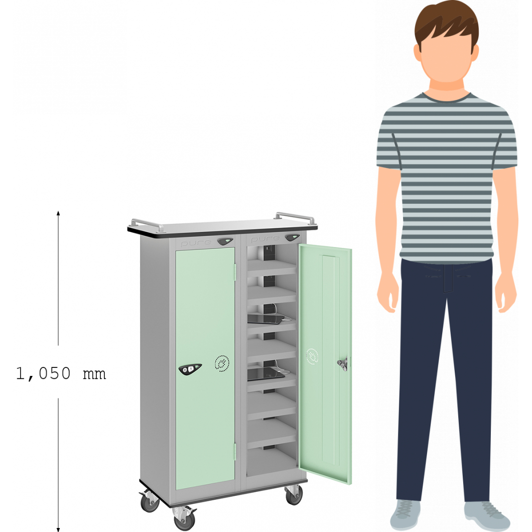 Pure Sixteen Bay Mint Tablet Trolley (charging) | Safe.co.uk