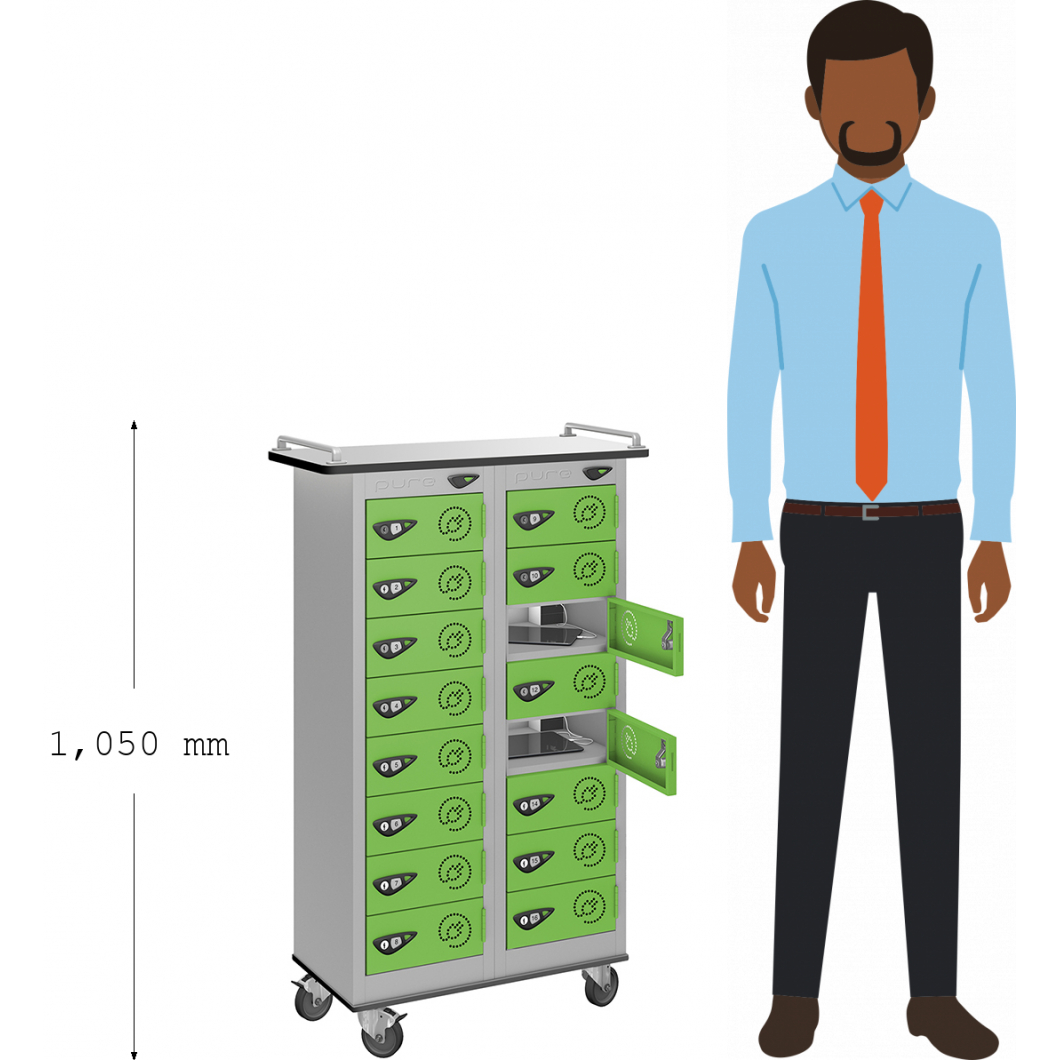 Pure 16 Door Forest Green Tablet Trolley Charging | Safe